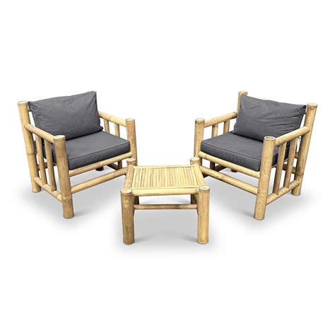 Bamboo Garden Chairs Set Eve Natural Dark Gray Eviro Bamboo