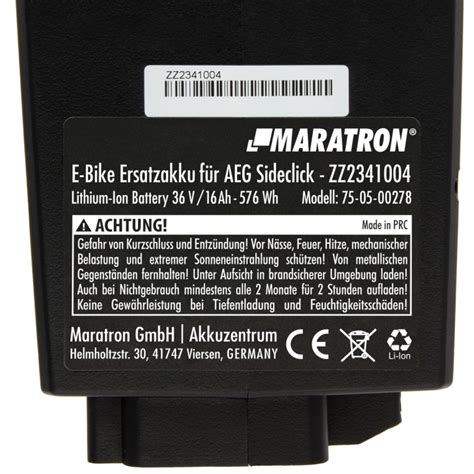 Maratron Ersatz Akku für AEG Sideclick ZZ234 CAN Bus V2 5 36V