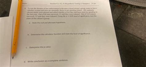 Solved Name Section 19 293hypothesis Testing 2 Samples