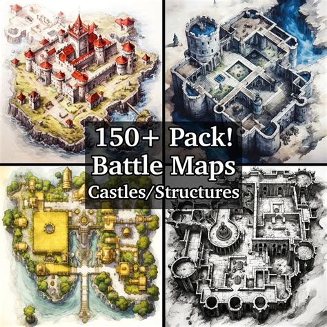 Battle Maps 150 Pack Of Castle And Structures Maps High Detail Role