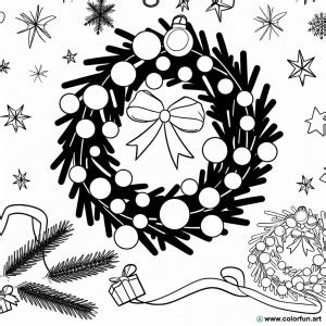 Coloriage d une couronne de Noël créatif à Télécharger ou à Imprimer gratuitement