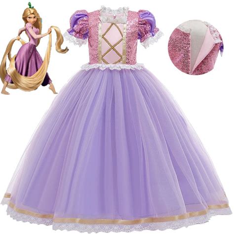 Tangled Rapunzel Princess Fancy Dress Up Cosplay Costume Girls Outfit