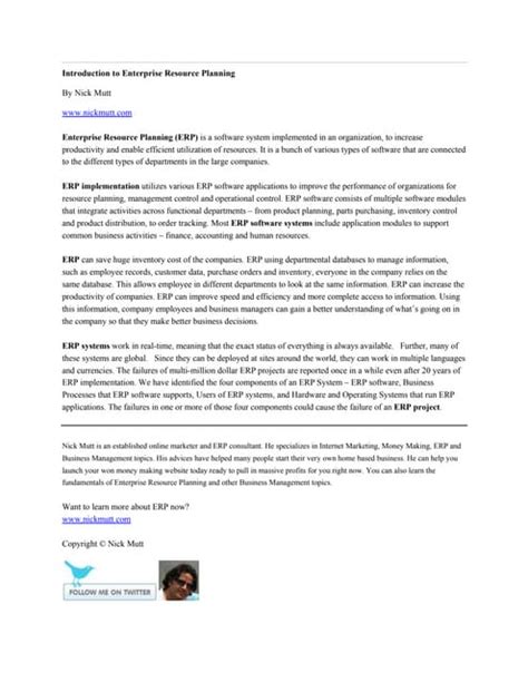 Enterprise Resource Planning Ppt