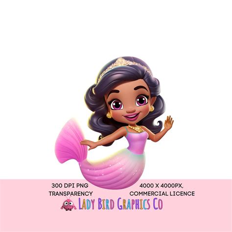 Mermaid Clipart Cute Mermaid Png Instant Download Transparency Under