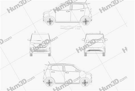 Nissan Sakura 2023 Blueprint 3dmodels