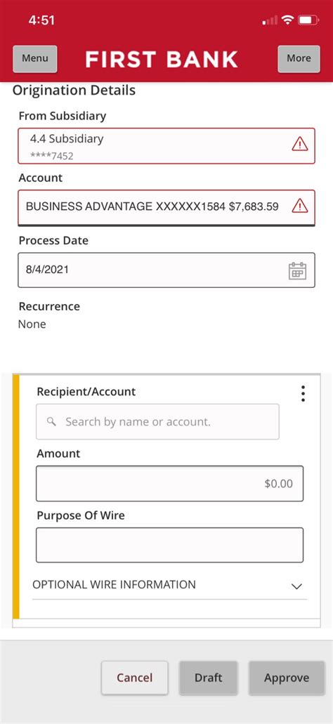 ACH Wire Add Recipient Demo First Bank