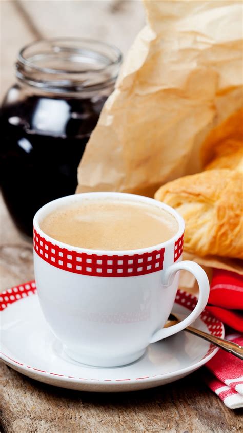 배경 화면 아침 식사 커피 크루아상 잼 5120x2880 Uhd 5k 그림 이미지