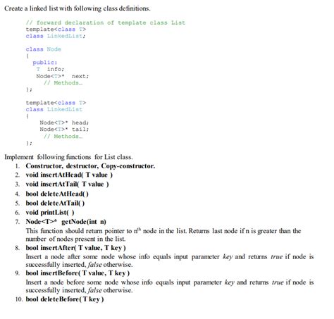 Solved Create A Linked List With Following Class Chegg
