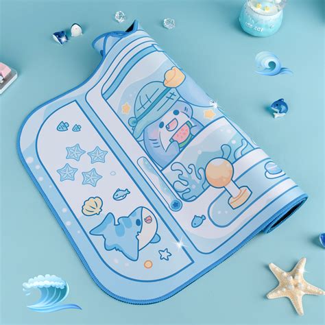 原创鲨鱼娃娃机大号鼠标垫 Ins卡通萌宠超大护腕垫加厚橡胶桌垫 阿里巴巴