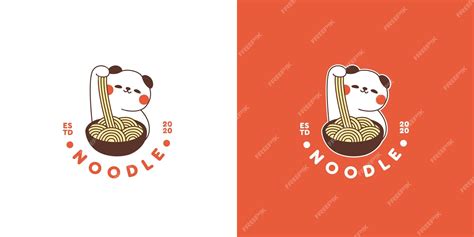 Premium Vector Panda Eating Ramen Noodles Logo Traditional Food Logo