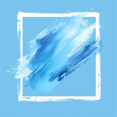 Blue Watercolor Brush Strokes With White Square Frame Premium AI