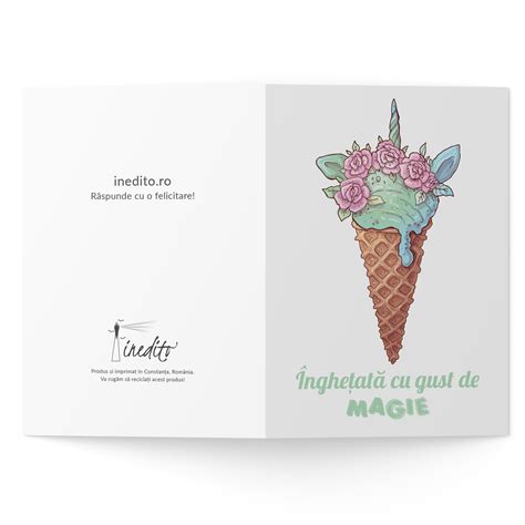 Поздравителна картичка с плик висококачествена текстурирана хартия Ice Cream 3 Emag Bg