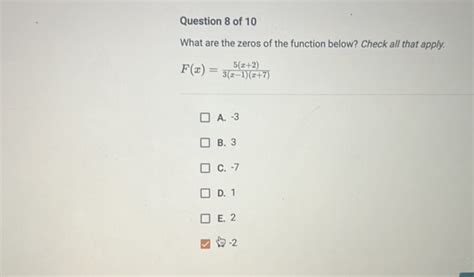 Question 8 Of 10 What Are The Zeros Of The StudyX