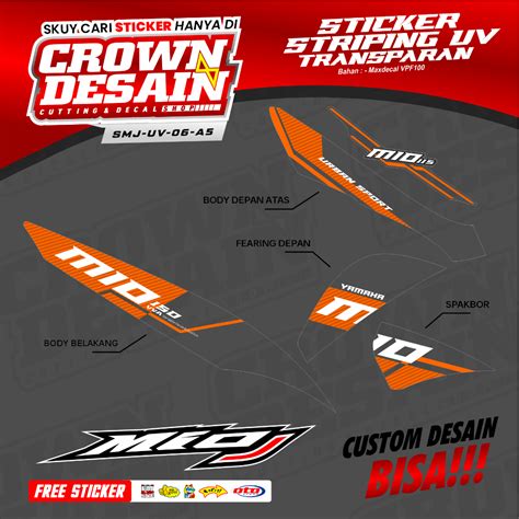 Jual STIKER STRIPING TRANSPARAN MIO J DESAIN MALAY LIS OREN STRIPING TRANSPARAN UV MIO J MOTIF