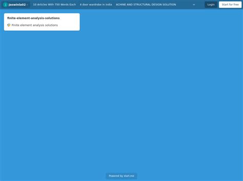 Finite Element Analysis Solutions Startme