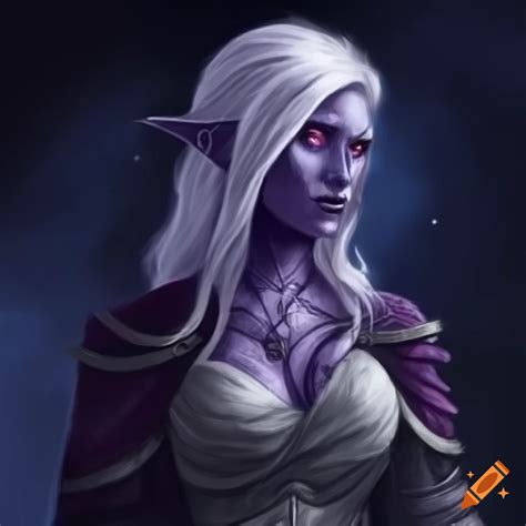 Female Half Drow Elf Twilight Cleric Sky Of Moon And Stars On Craiyon