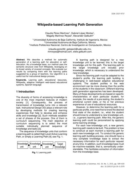 Pdf Wikipedia Based Learning Path Generation