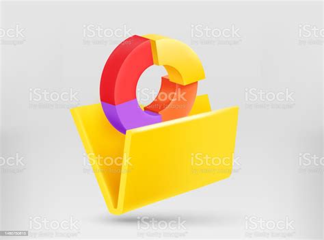 원형 차트가 있는 노란색 폴더입니다 3d 벡터 일러스트 레이 션 3차원 형태에 대한 스톡 벡터 아트 및 기타 이미지 3차원 형태 개념 개념과 주제 Istock