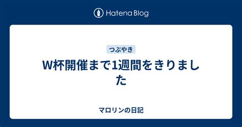 W杯開催まで1週間をきりました マロリンの日記