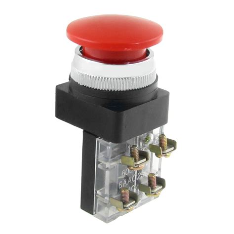 Uxcell Push Bottom Switch Red Momentary AC 380V 5A Mushroom Head Pushbutton Switches 30mm Panel