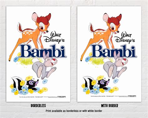 Vintage Bambi Disney Movie Poster Print 1980s Classic Disney Etsy