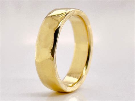 5mm Wide Solid Gold Hammered Wedding Band Choose 10k 14k 18k Or 22k