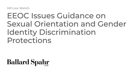 Eeoc Issues Guidance On Sexual Orientation And Gender Identity