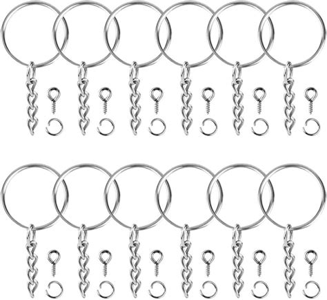 Amazon Paxcoo 100Pcs Keychain Rings With Chain And 100 Pcs Screw Eye Pins Bulk For Crafts