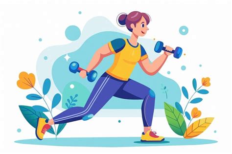Premium Vector Vector Walking Lunges With Dumbbells Exercise Clipart