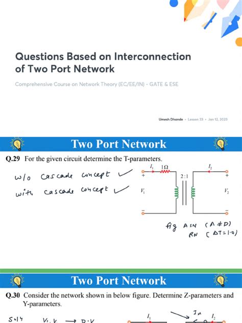 questions based on interconnection of two port network with anno pdf