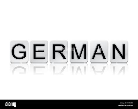 The Word German Written In Tile Letters Isolated On A White