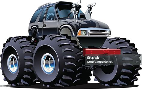 말풍선이 있는 몬스터 배달차 4x4 자동차에 대한 스톡 벡터 아트 및 기타 이미지 4x4 자동차 검은색 고무 Istock