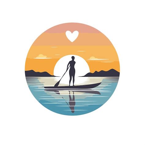 Premium Vector Silhouette Of A Woman On A Paddle Board In The Sunset