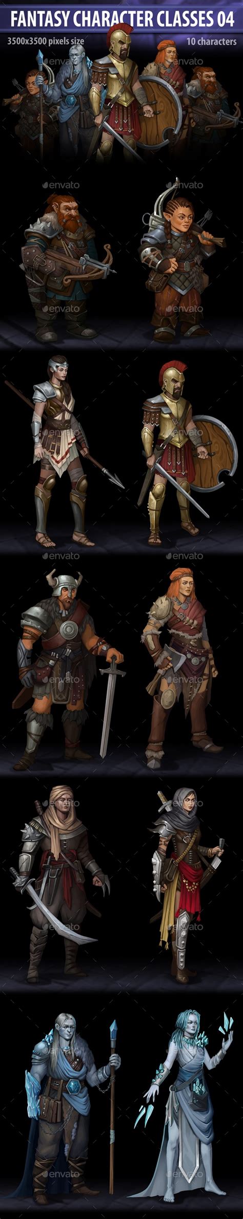 Fantasy Character Classes 04 Game Assets Graphicriver