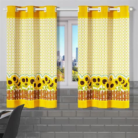 Cortina Estampada Para Cozinha 2 Metros Em Oxford Desenho Girassol