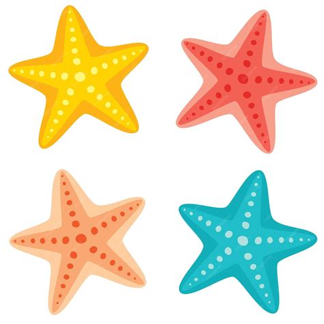 Dibujo De Dibujos Animados De Estrellas De Mar De Colores Vector