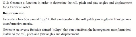 Solved Q 2 Generate A Function In Order To Determine The