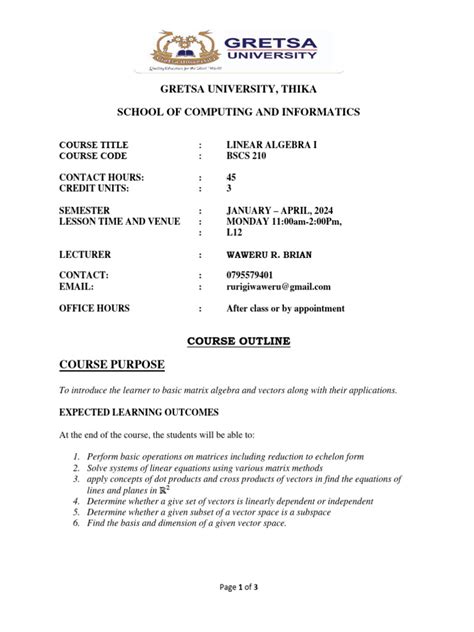 bscs 210 course outline pdf linear algebra linear map