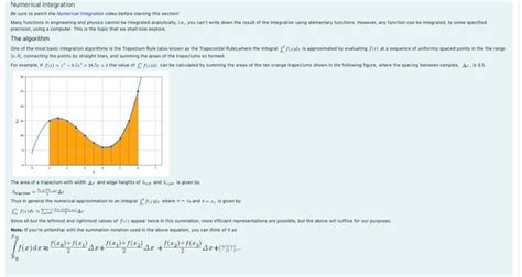 Solved Numerical Integration Be Sure To Watch The Numerical Chegg