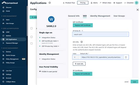 jumpcloud setup single sign on with administrator role