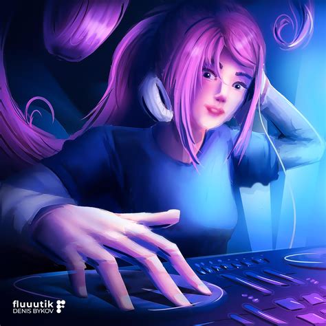 Pink Haired Girl Is A Dj Rdigitalart
