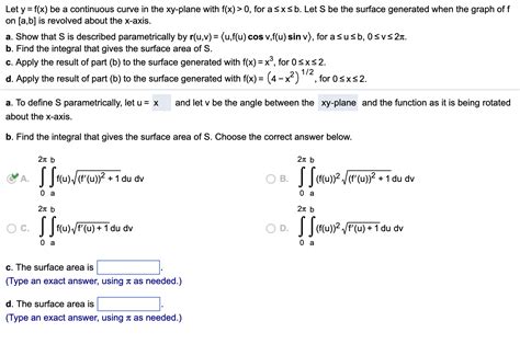 solved let y f x be a continuous curve in the xy plane with