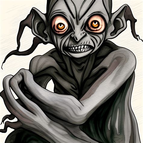 A Spooky Gollum From Lotr In Naruto Anime Drawing Art · Creative Fabrica