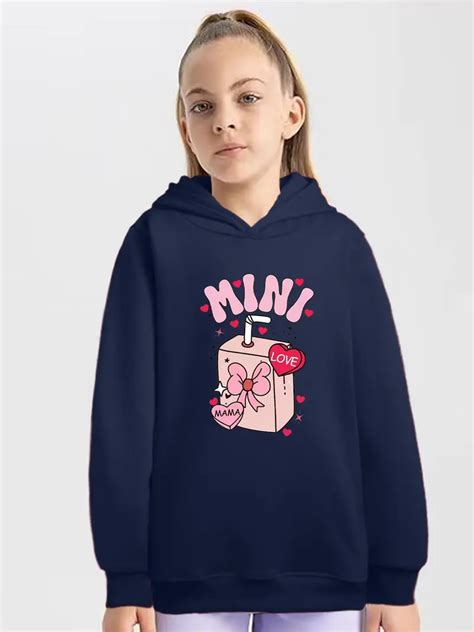 Mini Cartoon Graphic Print Girls Warm Hoodie Temu Australia