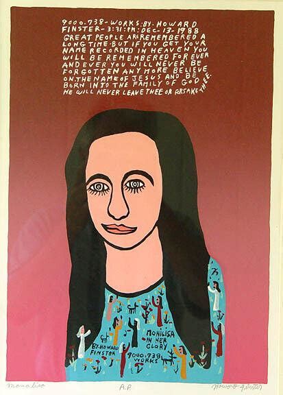 Howard Finster Mona Lisa Serigraph Silk Screen Pring Signed Artists