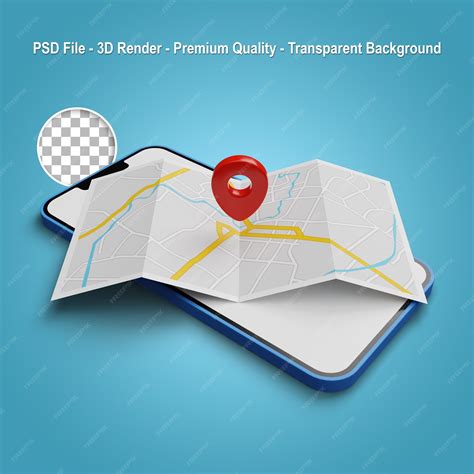 Premium Psd 3d Render Map With Location Pin On A Smartphone