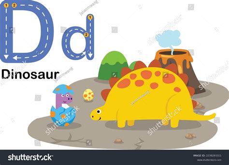 Alphabet Letter D Dinosaur Cartoon Vocabulary Illustration Stock Vector