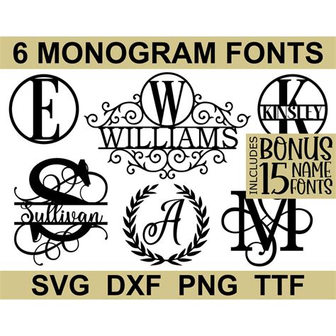 Monogram Font Svg Bundle Ttf Fonts 6 Monogram Fonts 15 Name Fonts