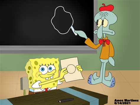 Spongebob And Squidward At Art Class By Amos19 On Deviantart