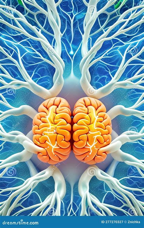 Abstract Brain Cells And Synaptic Networks Glowing In The Microscope Stock Illustration